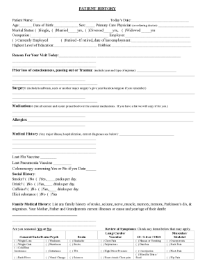 Fillable Online First Visit Checklist: 1. Bring your completed Patient ...