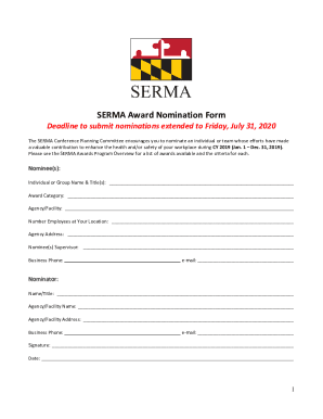 Fillable Online SERMA Award Nomination Form Fax Email Print - pdfFiller