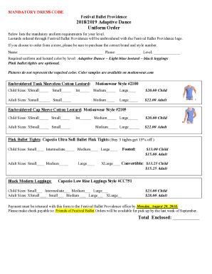 Fillable Online Uniform Requirements & Order Form Total Enclosed: Fax ...