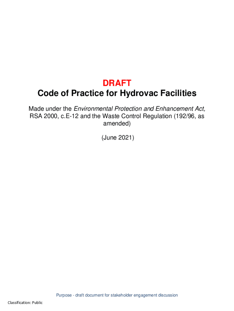 Fillable Online Code of practice for hydrovac facilities : fact sheet ...