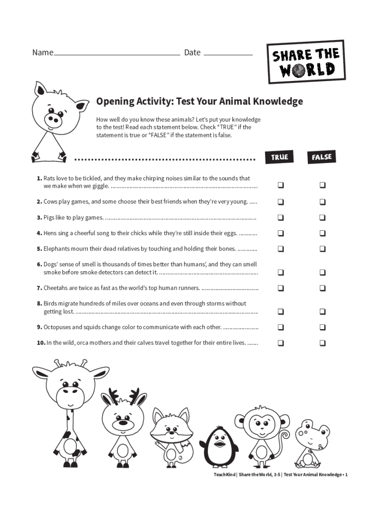Fillable Online 100 Animal Trivia Questions (with Answers!) For Kids ...