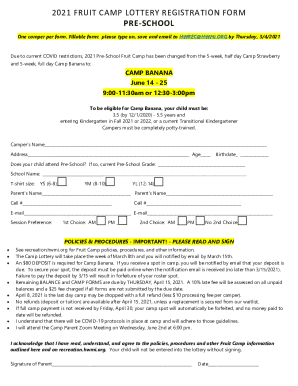 Fillable Online Camp FormsCity of Irvine Fax Email Print - pdfFiller