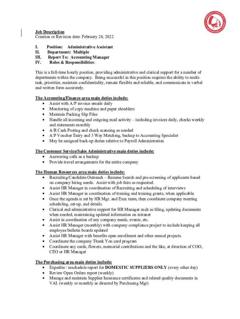 Fillable Online Administrative Assistant II. Department - SPC Alignment ...