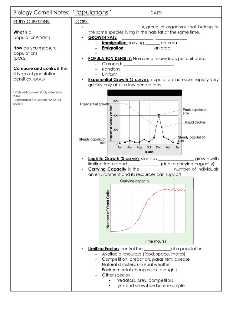 Fillable Online Population growth and regulation "every species of ...
