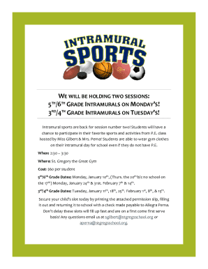 Fillable Online Intramurals / Overview - State College Area School ...