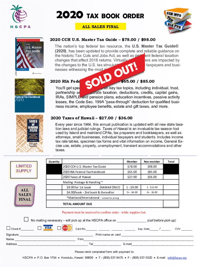 Fillable Online book order20.npp - Hawaii Society of CPAs Fax Email Print - pdfFiller