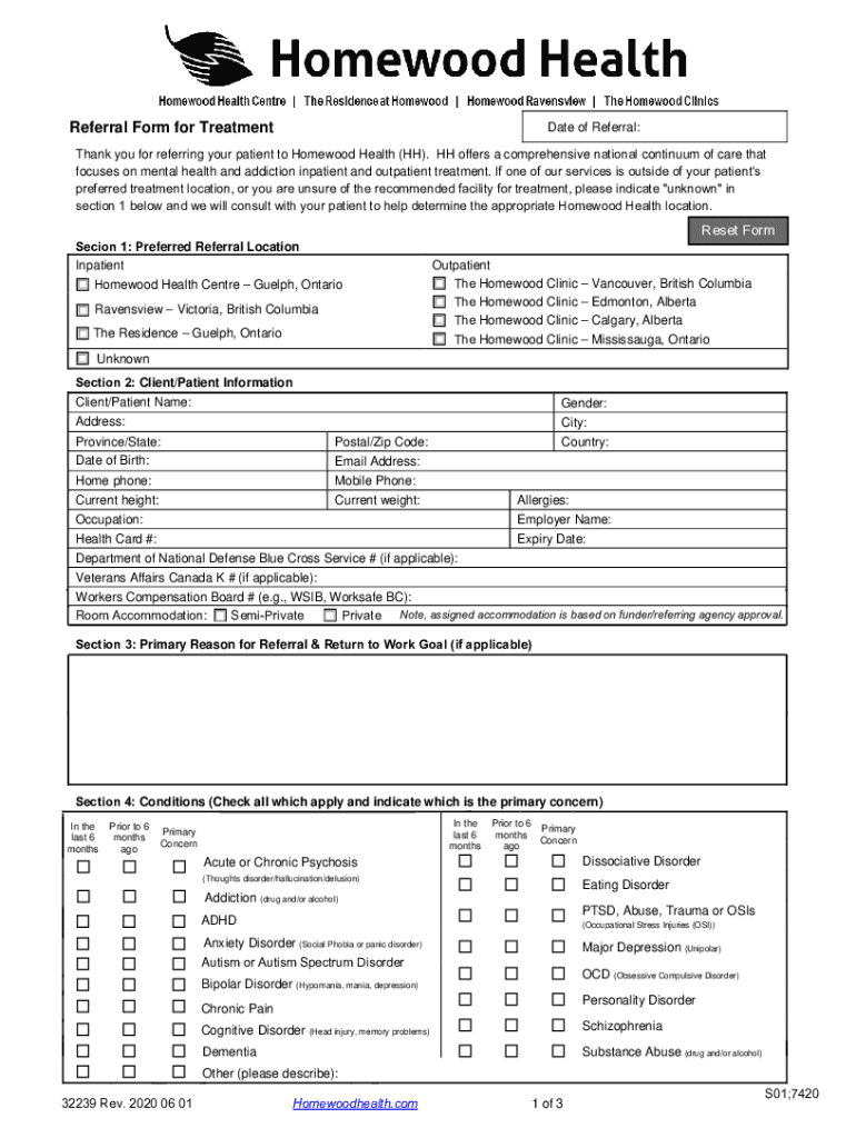 Fillable Online Referral Form for Treatment - AWS Fax Email Print - pdfFiller