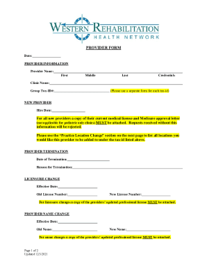 Fillable Online provider demographic change request form Fax Email ...