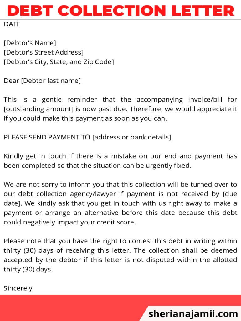 Fillable Online Debt collection letter Fax Email Print - pdfFiller