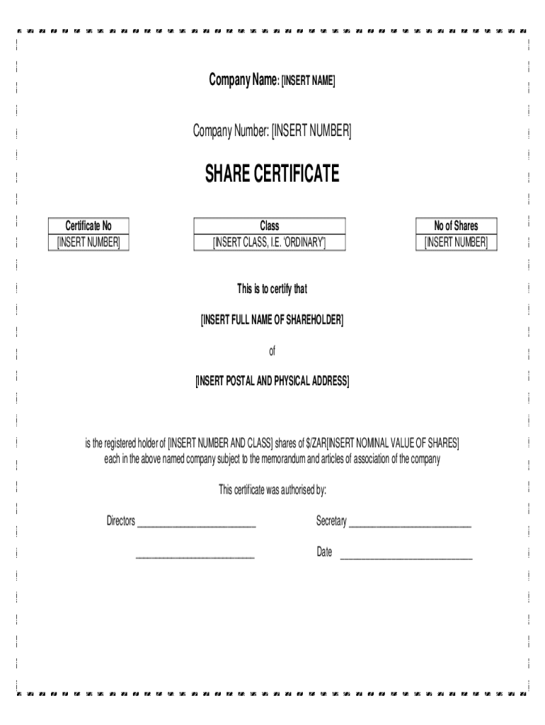 Share Certificate Template - Blank Fillable Template | Fill Out, Print ...