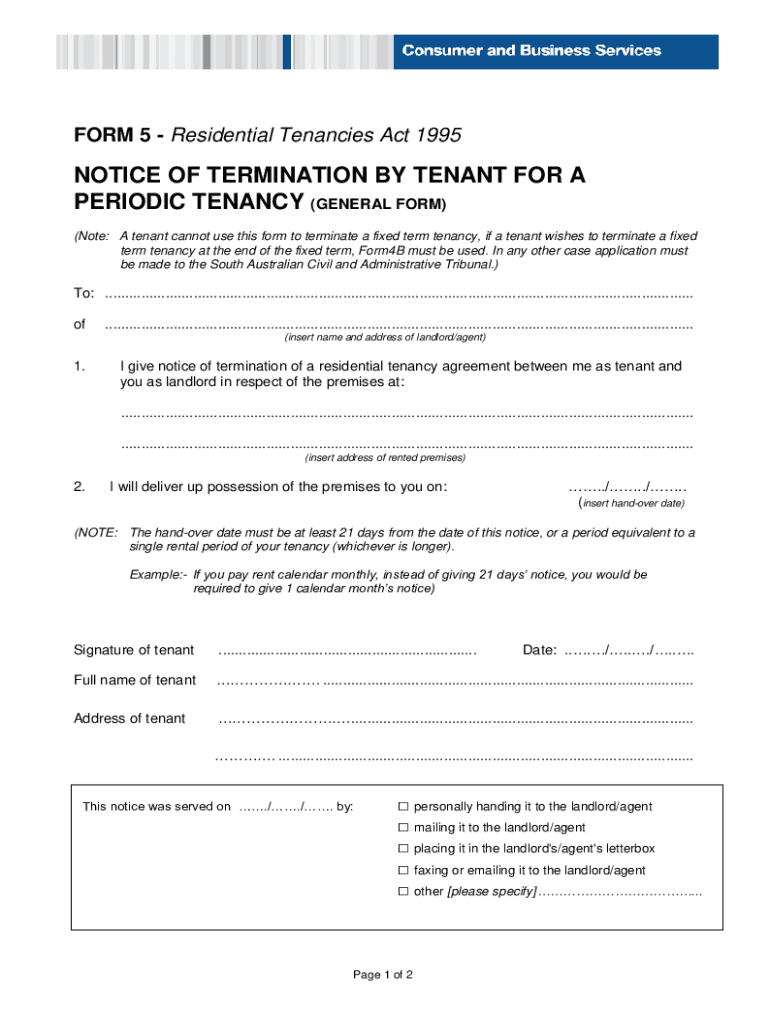 Fillable Online guide to ending a tenancy (lease) for tenants and ...