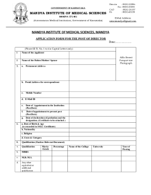 Fillable Online Director Post Aplication Form Fax Email Print - pdfFiller