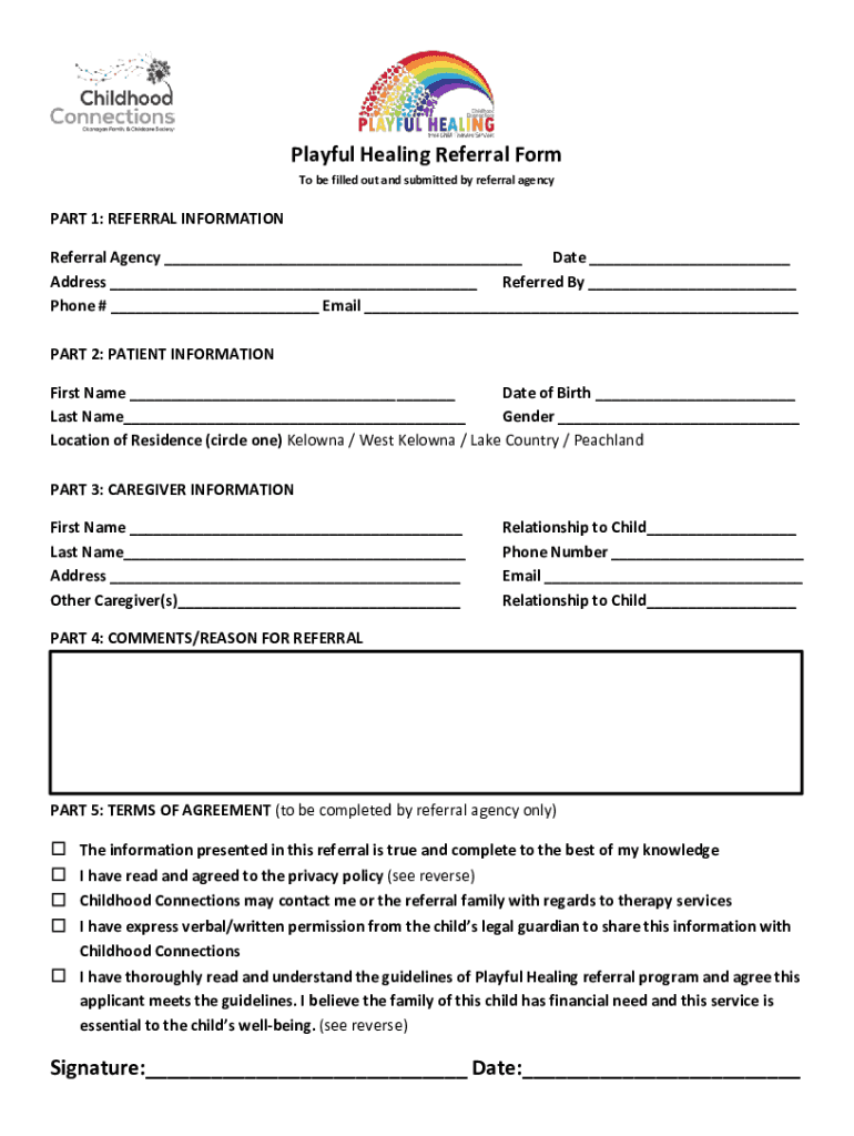 Fillable Online Children and Young Peoples Therapies Referral Form ...
