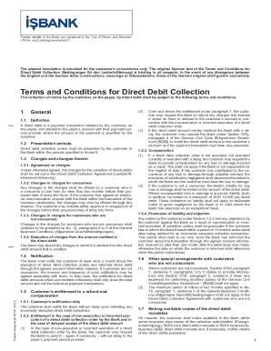 Fillable Online Terms and Conditions for Payments by Direct Debit under ...