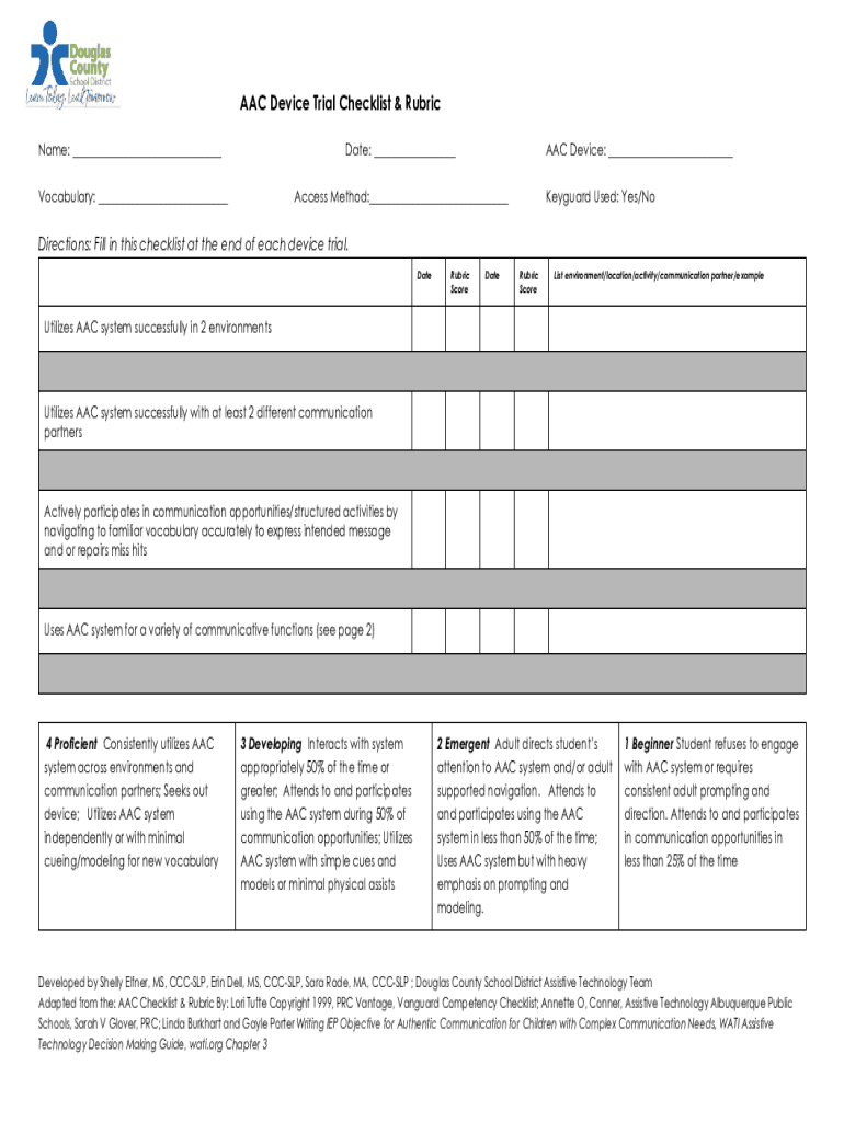 Fillable Online Document Checklist for AAC/AT Needs - Connecting to ...