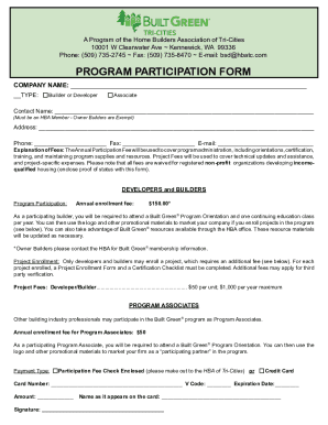 Fillable Online PROGRAM PARTICIPATION FORM Fax Email Print - pdfFiller