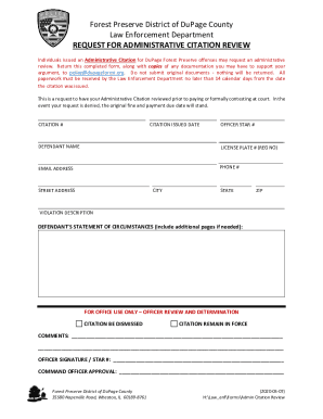 Fillable Online Administrative Citation Review Form. FPDDC Admin Cit ...