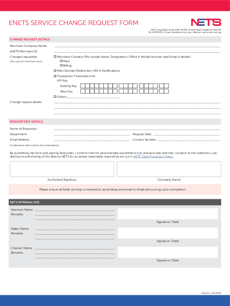 Fillable Online ENETS SERVICE CHANGE REQUEST FORM - Amazon S3 Fax Email Print - pdfFiller