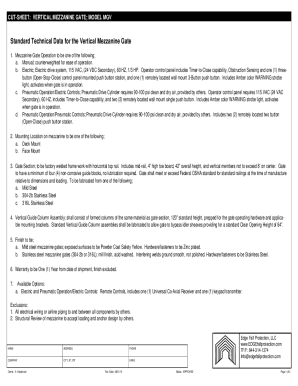 Fillable Online Vertical Lift Mezz Gate Cut Sheet Fax Email Print ...