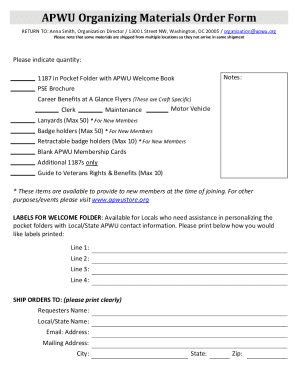 Fillable Online Organizing Materials Order Form Fax Email Print - pdfFiller
