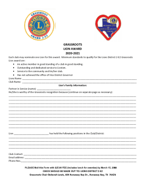 Fillable Online Lion Cub Awards for Cub Scouts - Boy Scout Trail Fax ...