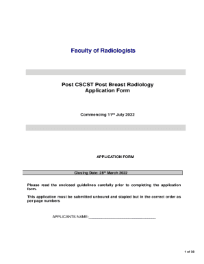 Fillable Online Post CSCST Post Breast Radiology Application Form Fax Email Print - pdfFiller