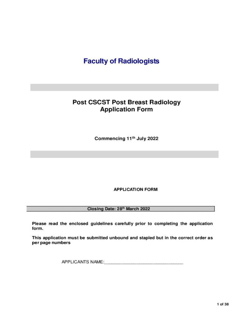 Fillable Online Post CSCST Post Breast Radiology Application Form Fax Email Print - pdfFiller