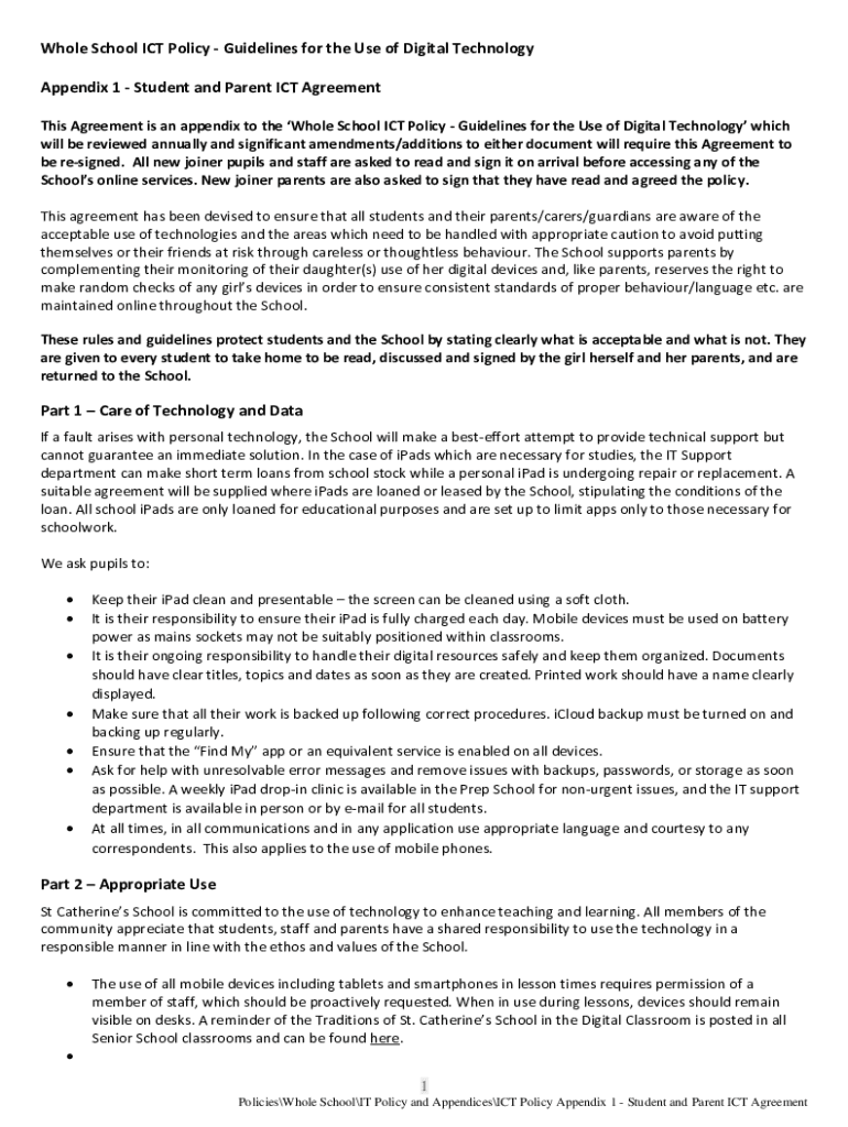 Fillable Online Acceptable Use of ICT Policy for Pupils - The Perse ...