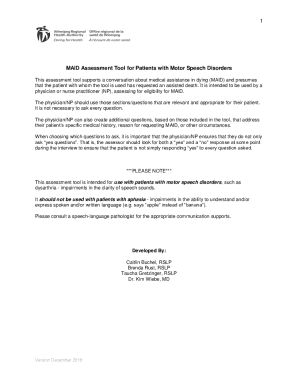 Fillable Online MAID Assessment Tool for Patients with Motor Speech ...