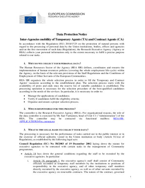 Fillable Online Data Protection Notice Inter-Agencies mobility of ...