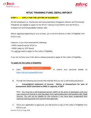 Fillable Online NTUC TRAINING FUND (SEPs) INFOKIT Fax Email Print ...