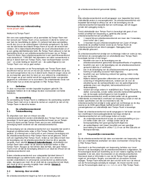 Invulbaar Online Voorwaarden van indiensttreding - Tempo-Team Faxnummer ...