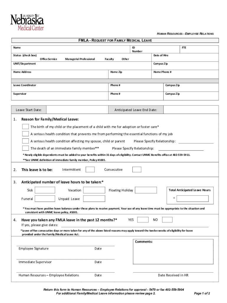 Fillable Online wiki unmc 3. Anticipated number of leave hours to be taken:* 4. Fax Email Print ...
