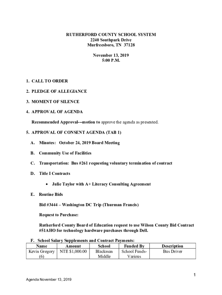 Fillable Online Recommended Approval---motion to approve the agenda as ...