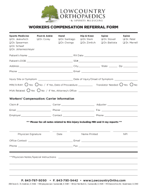 Fillable Online Workers Compensation Patient Referral Form Fax Email ...