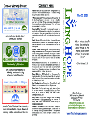 Fillable Online Free Church Announcement Guide: How-tos, Templates ...