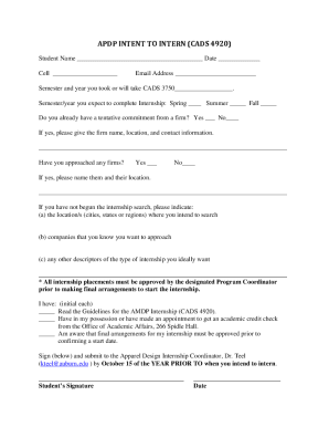 Fillable Online APDP INTENT TO INTERN (CADS 4920) Fax Email Print ...