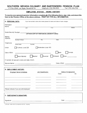 Fillable Online Union benefit: Culinary and Bartenders Union's Pension ...