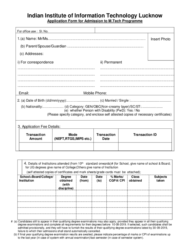 Fillable Online Indian Institute of Information Technology ... - IIIT-Allahabad Fax Email Print ...