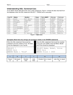 Fillable Online Understanding SQL: Somerset Cars Fax Email Print ...