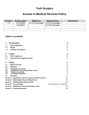 Fillable Online Access to Medical records policy - Barrow Health Centre ...