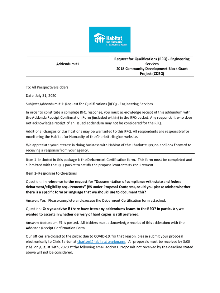 Fillable Online Addendum #1 Request for Qualifications (RFQ) Fax Email ...