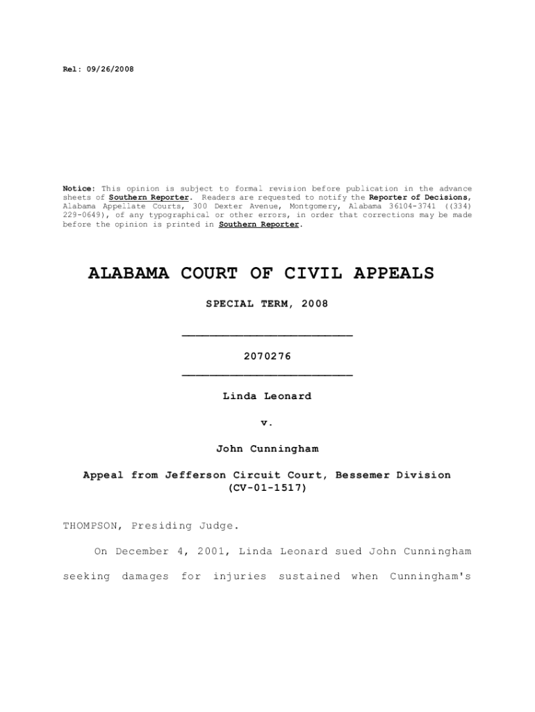 Fillable Online Fillable Online Weaver v Weaver - Alabama Appellate ...