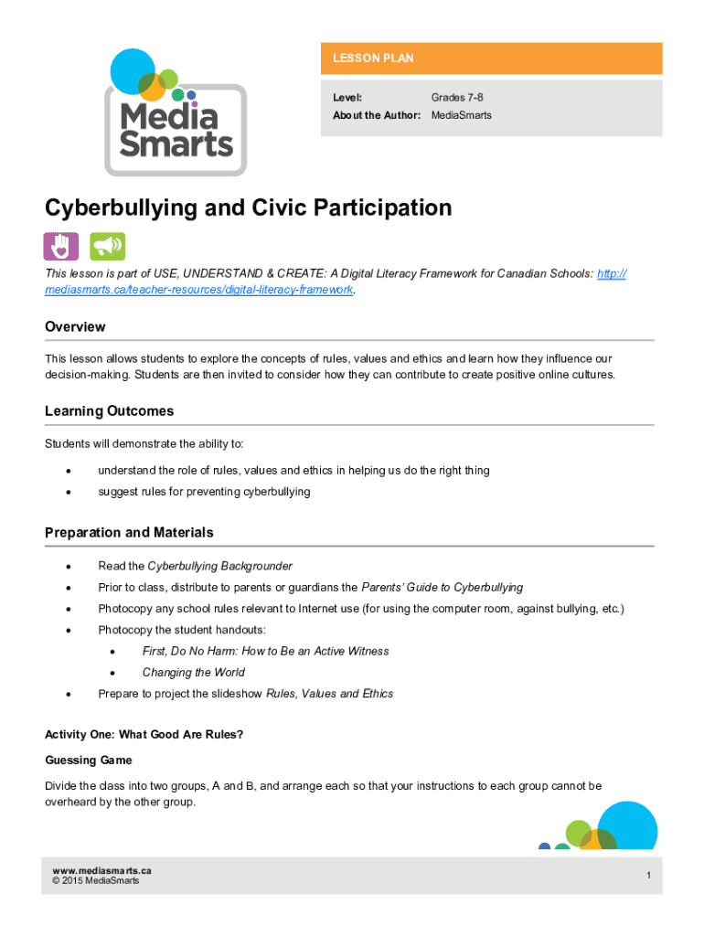 Fillable Online Civics in Digital Life: Lesson Plans for Grades 8-12 ...