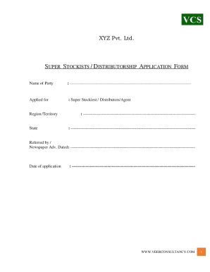 Fillable Online SUPER STOCKIST / DISTRIBUTORSHIP APPLICATION FORM Fax ...