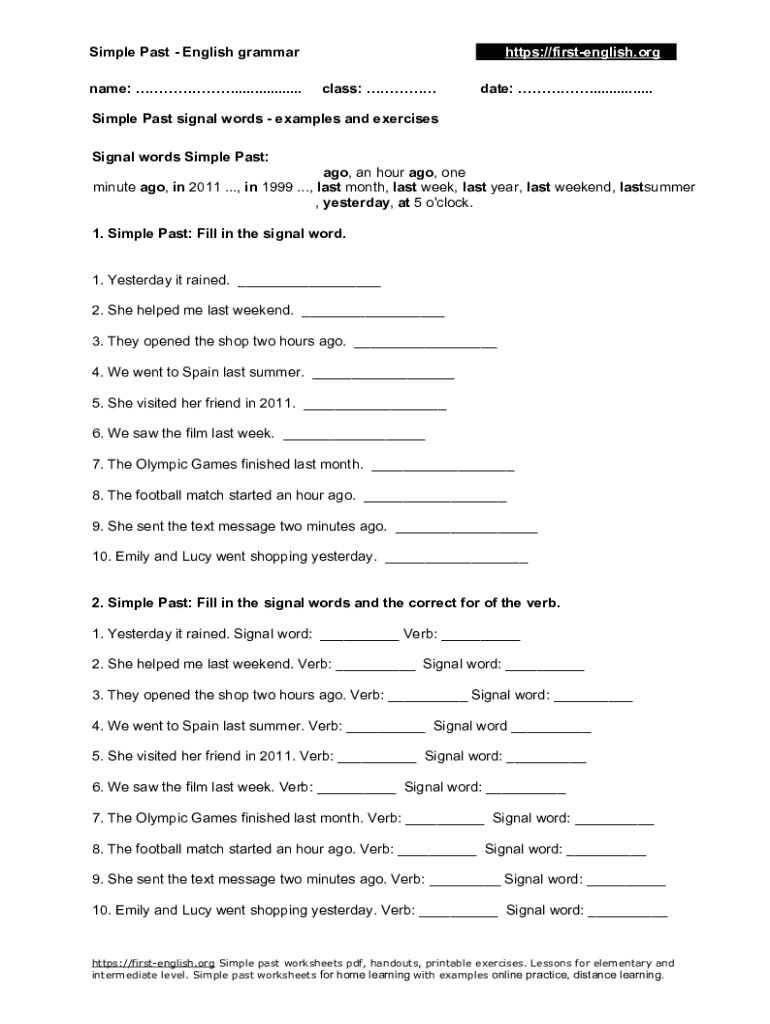 Fillable Online Simple Past 42 Signal Words WorksheetPDF Scribd Fax fillable-online-simple-past-42-signal-words-worksheetpdf-scribd-fax
