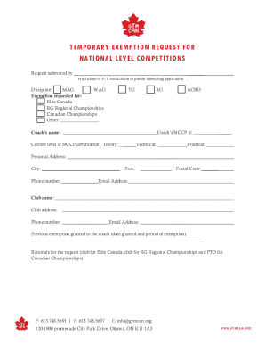 Fillable Online TEMPORARY EXEMPTION REQUEST FOR NATIONAL ... Fax Email Print - pdfFiller