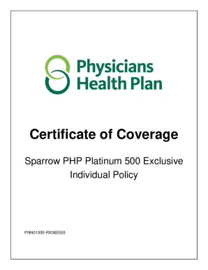 Fillable Online Certificate of Coverage - Physicians Health Plan Fax ...