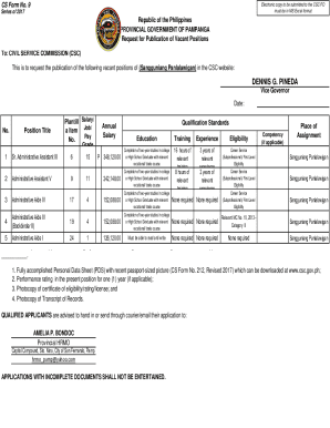 Fillable Online CS Form No. 9 - San Pablo City Fax Email Print - pdfFiller