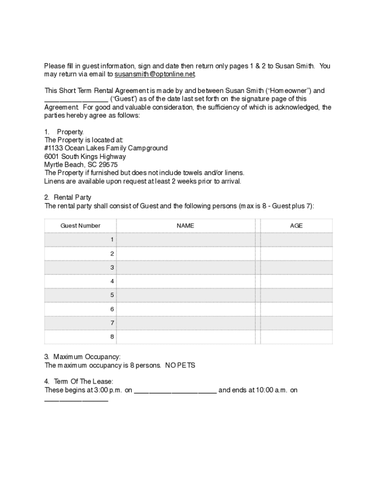 Fillable Online Vitamin Sea 1133 Rental Agreement Fax Email Print ...